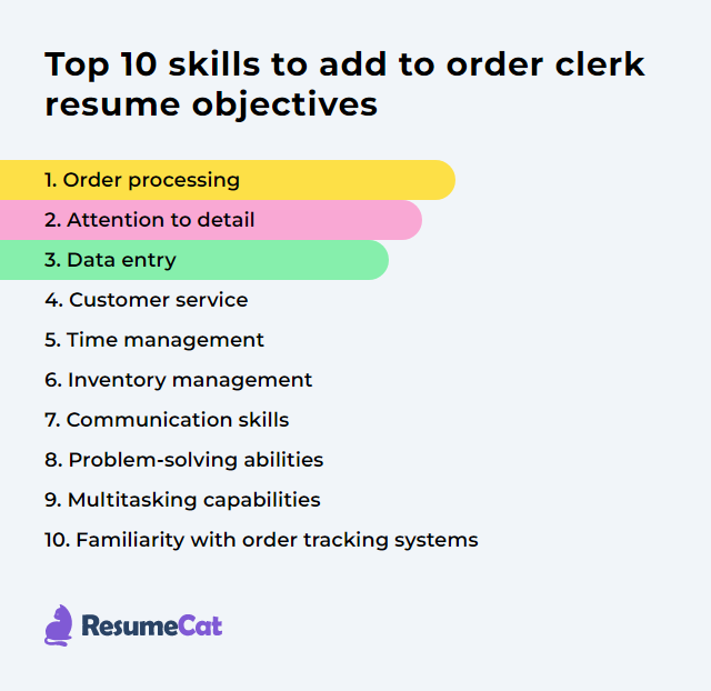 Top 16 Order Clerk Resume Objective Examples | ResumeCat