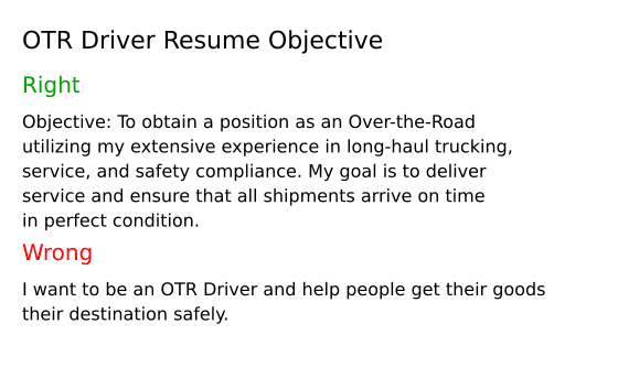 Top 16 OTR Driver Resume Objective Examples | ResumeCat