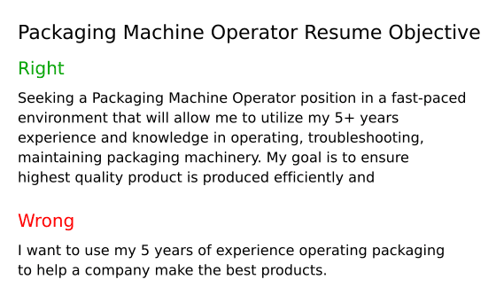 Top 17 Packaging Machine Operator Resume Objective Examples