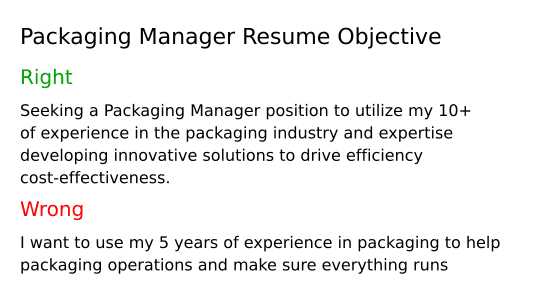 Top 16 Packaging Manager Resume Objective Examples