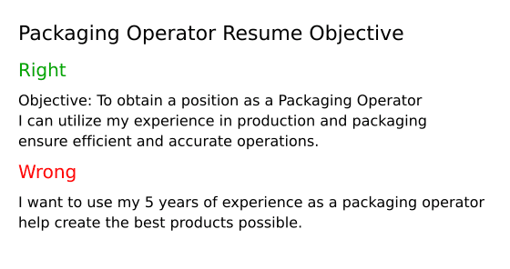 Top 16 Packaging Operator Resume Objective Examples
