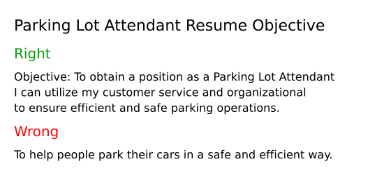Top 17 Parking Lot Attendant Resume Objective Examples