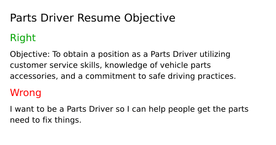Top 17 Parts Driver Resume Objective Examples | ResumeCat