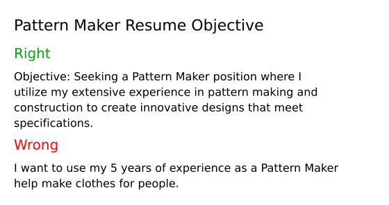 Top 18 Pattern Maker Resume Objective Examples | ResumeCat