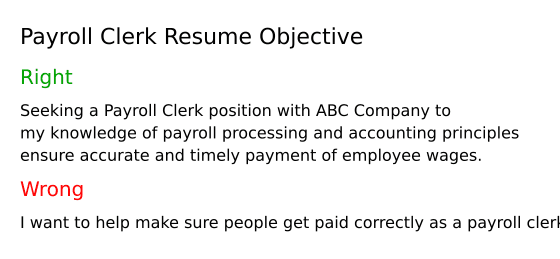 Top 18 Payroll Clerk Resume Objective Examples | ResumeCat