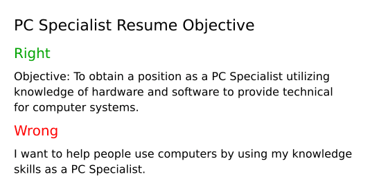 Top 17 PC Specialist Resume Objective Examples | ResumeCat