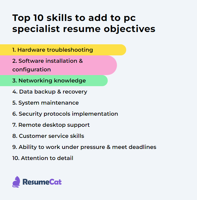 Top 17 PC Specialist Resume Objective Examples | ResumeCat