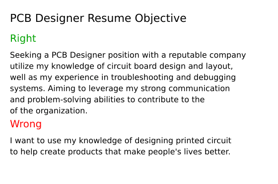 Top 16 PCB Designer Resume Objective Examples | ResumeCat Top 16 PCB Designer Resume Objective Examples | ResumeCat