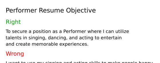 Top 17 Performer Resume Objective Examples | ResumeCat