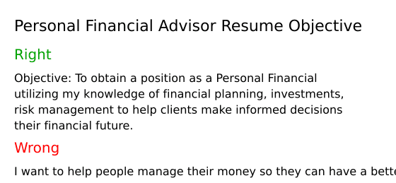 Top 17 Personal Financial Advisor Resume Objective Examples
