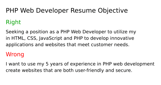 Top 18 PHP Web Developer Resume Objective Examples