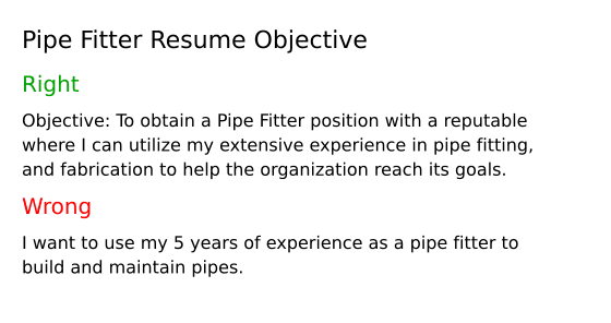 Top 17 Pipe Fitter Resume Objective Examples | ResumeCat