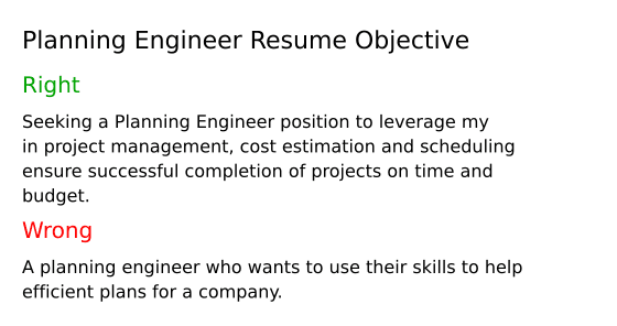 Top 16 Planning Engineer Resume Objective Examples