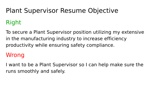 Top 17 Plant Supervisor Resume Objective Examples