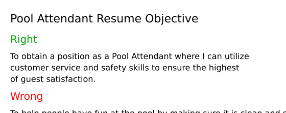 Top 17 Pool Attendant Resume Objective Examples | ResumeCat