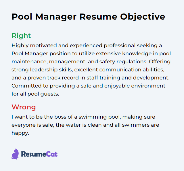 Top 16 Pool Manager Resume Objective Examples ResumeCat