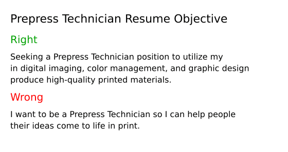 Top 17 Prepress Technician Resume Objective Examples