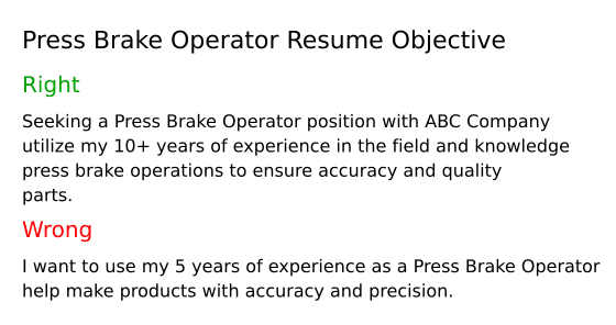 Top 17 Press Brake Operator Resume Objective Examples
