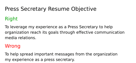 Top 17 Press Secretary Resume Objective Examples | ResumeCat