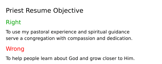 Top 16 Priest Resume Objective Examples | ResumeCat