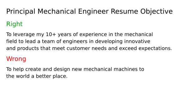 Top 18 Principal Mechanical Engineer Resume Objective Examples