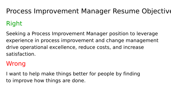 Top 16 Process Improvement Manager Resume Objective Examples