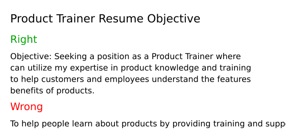 Top 16 Product Trainer Resume Objective Examples | ResumeCat