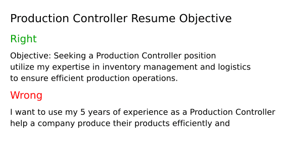 Top 16 Production Controller Resume Objective Examples