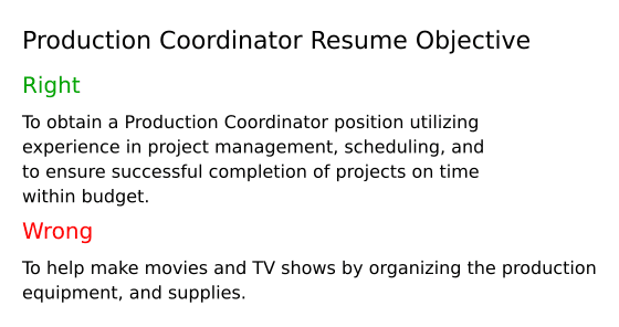 Top 16 Production Coordinator Resume Objective Examples