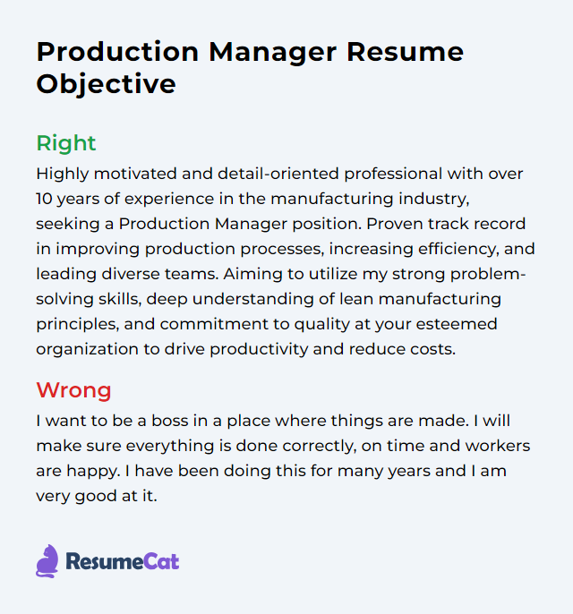 Top 16 Production Manager Resume Objective Examples