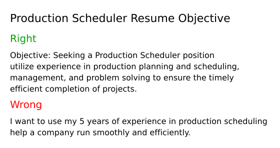 Top 17 Production Scheduler Resume Objective Examples