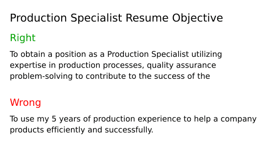 Top 16 Production Specialist Resume Objective Examples