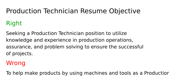 Top 16 Production Technician Resume Objective Examples