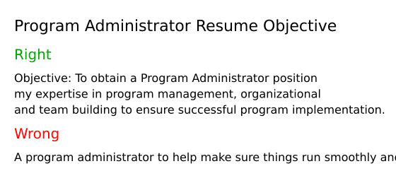 Top 17 Program Administrator Resume Objective Examples