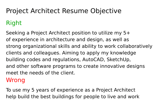 Top 17 Project Architect Resume Objective Examples