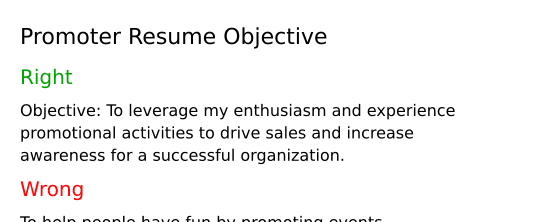 Top 16 Promoter Resume Objective Examples | ResumeCat