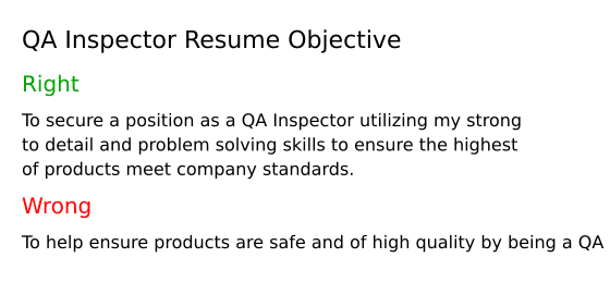 Top 16 QA Inspector Resume Objective Examples | ResumeCat
