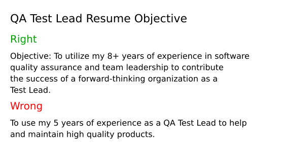 Top 16 QA Test Lead Resume Objective Examples | ResumeCat