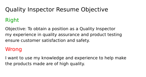 Top 18 Quality Inspector Resume Objective Examples