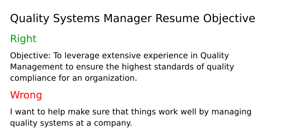 Top 18 Quality Systems Manager Resume Objective Examples