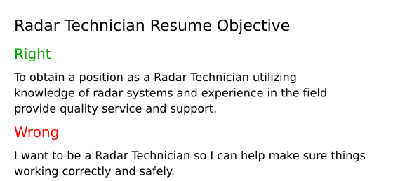 Top 16 Radar Technician Resume Objective Examples