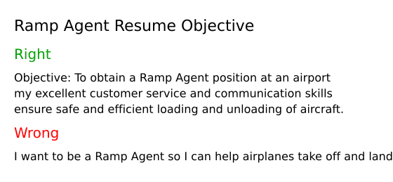 Top 16 Ramp Agent Resume Objective Examples | ResumeCat