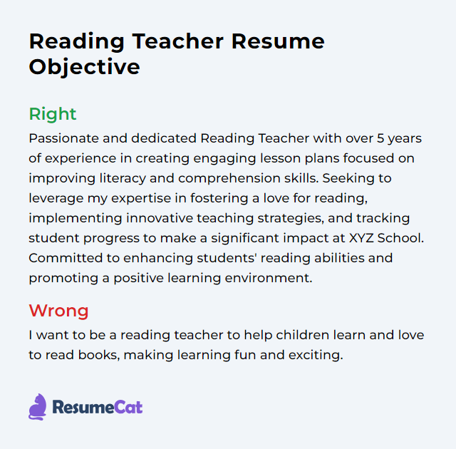 Top 16 Reading Teacher Resume Objective Examples ResumeCat Top 16 Reading Teacher Resume Objective Examples ResumeCat