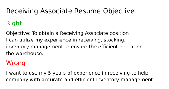 Top 17 Receiving Associate Resume Objective Examples