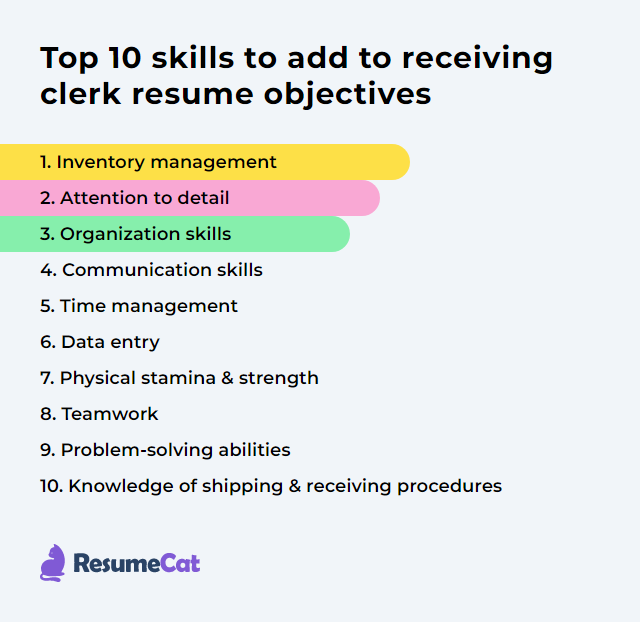 Top 18 Receiving Clerk Resume Objective Examples | ResumeCat
