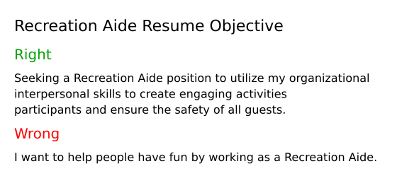 Top 17 Recreation Aide Resume Objective Examples | ResumeCat