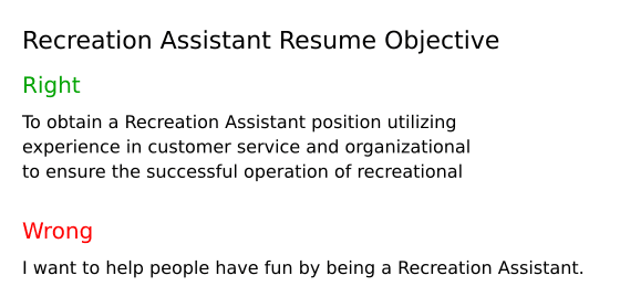 Top 18 Recreation Assistant Resume Objective Examples