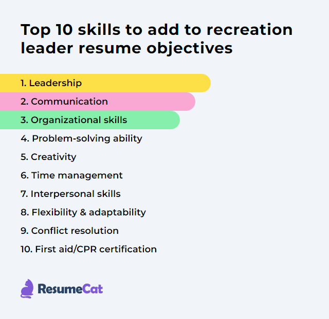 Top 16 Recreation Leader Resume Objective Examples