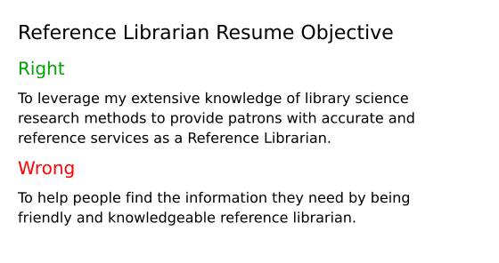 Top 17 Reference Librarian Resume Objective Examples