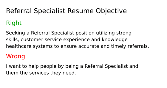 Top 18 Referral Specialist Resume Objective Examples